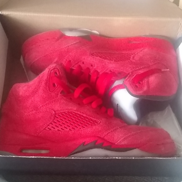 Jordan | Shoes | Jordan Red Suede 5s | Poshmark
